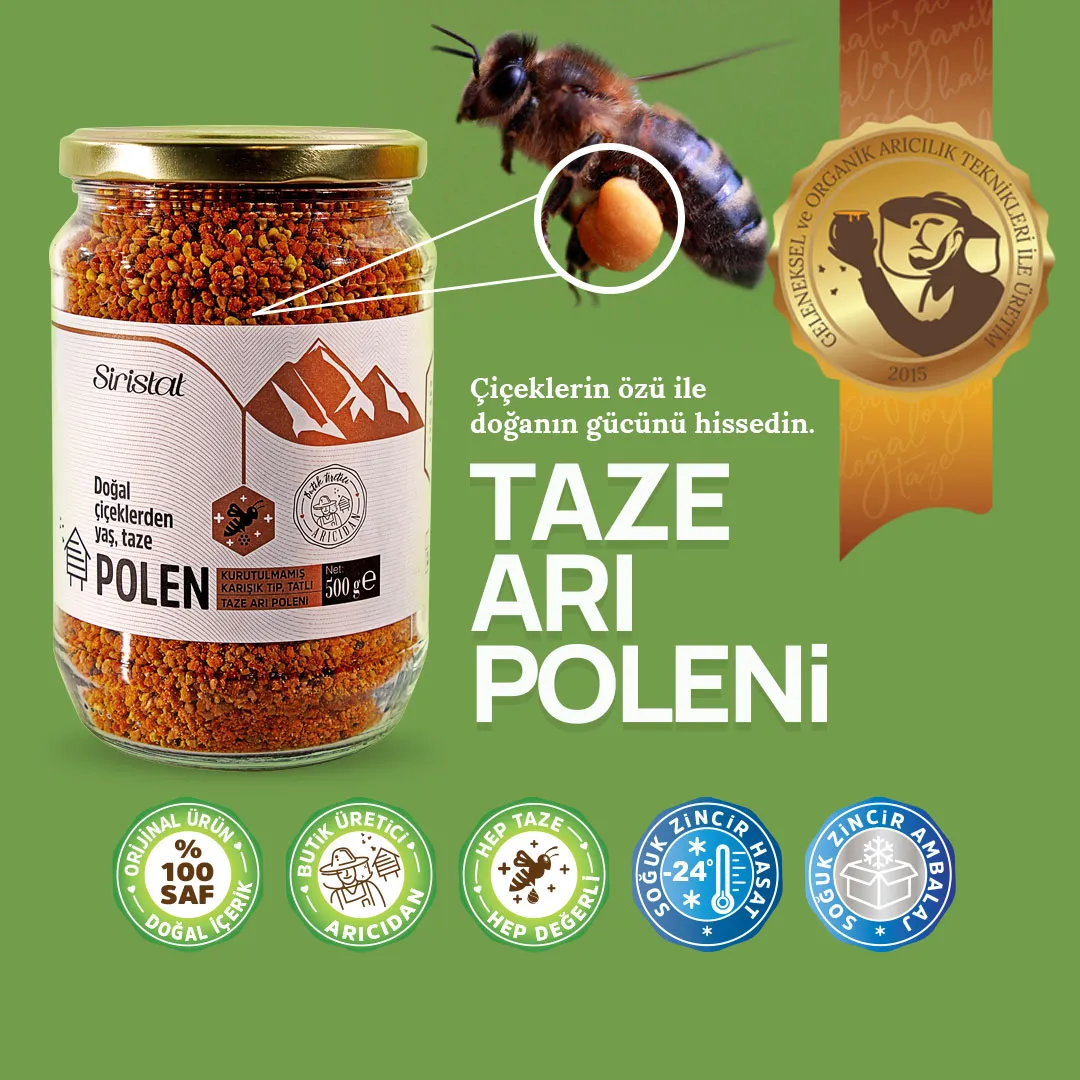 Yaş Taze Saf Arı Poleni 500 gr - Siristat Bal